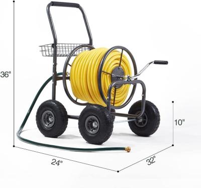 China Qingdao Port Outdoor Heavy Duty Garden Yard Planting Water Hose Reel Cart with Soft Hose for sale