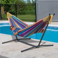 China 260KGS Weight Capacity Outdoor Indoor Canvas Hammock With Stand for Beach Relaxation for sale