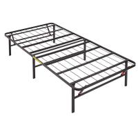 China Latest Hostel Staff Bedroom Furniture Black Foldable Metal Bed Frame with Customized Logo for sale