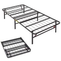 China Latest Hostel Staff Bedroom Furniture Black Foldable Metal Bed Frame with Customized Logo for sale