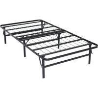 China Latest Hostel Staff Bedroom Furniture Black Foldable Metal Bed Frame with Customized Logo for sale