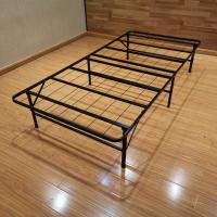 China Latest Hostel Staff Bedroom Furniture Black Foldable Metal Bed Frame with Customized Logo for sale