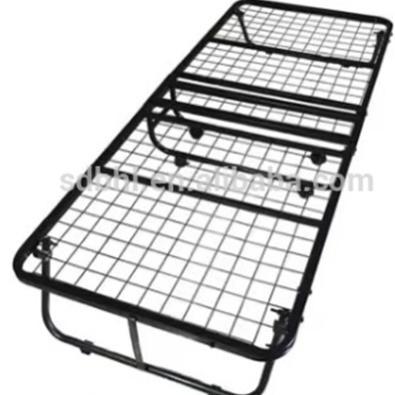 China Apartment and Bedroom Lightweight Folding Metal Bed with Wheels in Black for sale