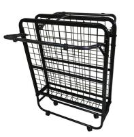 China Apartment and Bedroom Lightweight Folding Metal Bed with Wheels in Black for sale