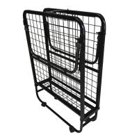 China Apartment and Bedroom Lightweight Folding Metal Bed with Wheels in Black for sale