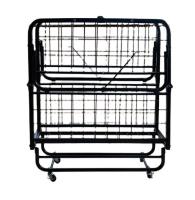 China Apartment and Bedroom Lightweight Folding Metal Bed with Wheels in Black for sale