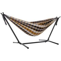 China Double Canvas Stripe Hammock With Steel Stand For Customized Color Outdoor and Indoor for sale