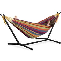 China Double Canvas Stripe Hammock With Steel Stand For Customized Color Outdoor and Indoor for sale