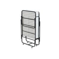 China Easy Removal Black Hotel Single Bed Mattress Metal Foundation Folding Bed Frame With Wheels for sale