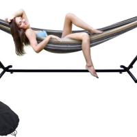 China Customized Color Double Hammock With Steel Stand 260KGS Weight Capacity Sturdy Design for sale