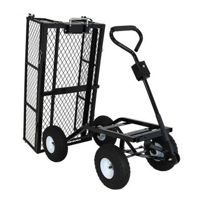 China Outdoor Heavy Duty Folding Steel Four-wheel Garden Tool Cart for Beach Activities for sale