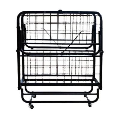 China Mail Packing N Hotel Single Bed Mattress Metal Foundation Folding Bed Frame With Wheels for sale