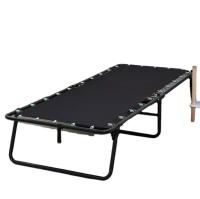 China Folded Yes Black Sleep Master Folding Guest Oxford Bed Frame With Comfort Foam Mattress for sale