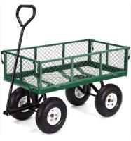 China Outdoor 500LBS Stainless Steel Garden Cart With Removable Sides 400-lbs Capacity Green for sale