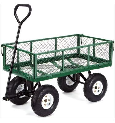 China Outdoor 500LBS Stainless Steel Garden Cart With Removable Sides 400-lbs Capacity Green for sale