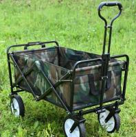 China Adjustable Handle Folding Utility Trolley Cart Green for Outdoor Camping and Garden for sale