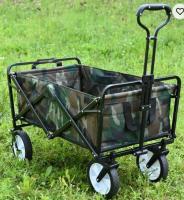 China Custom Outdoor Folding Wagon 15LBS Capacity Green Portable Trolley Carrier with Storage for sale