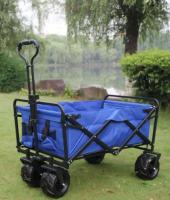 China Custom Outdoor Folding Wagon 15LBS Capacity Green Portable Trolley Carrier with Storage for sale