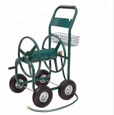 China Residential 4 Wheels Steel Garden Hose Reel Cart with 500KGS Weight Capacity for sale