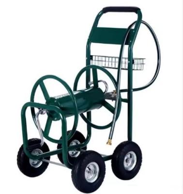 China Qingdao Port Loading 19LBS Metal Garden Water Hose Reel Cart with Portable Water Pipe for sale