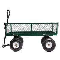 China Green Four-wheel Heavy Duty Lawn Garden Yard Trolley Wagon Cart for sale
