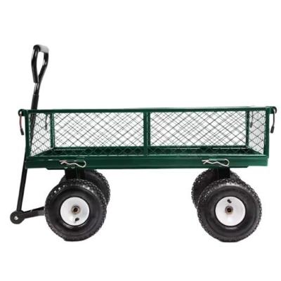 China Green Four-wheel Heavy Duty Lawn Garden Yard Trolley Wagon Cart for sale