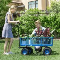 China Green Heavy Duty Mesh Steel Wagon Cart for Easy Transport of Tools and Materials for sale