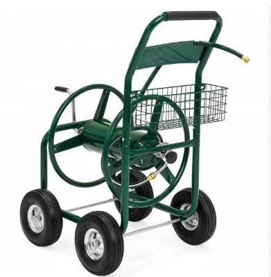 China Two-wheel Iron Heavy Duty Pressure 100 Meter Irrigation Garden Water Hose Reel Cart 19LBS for sale