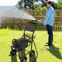 China Two-wheel Iron Heavy Duty Pressure 100 Meter Irrigation Garden Water Hose Reel Cart 19LBS for sale
