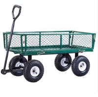 China Mesh Structure Heavy-duty Steel Utility Cart for Green Beach Wagon at Qingdao Port for sale