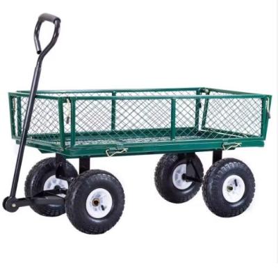 China Mesh Structure Heavy-duty Steel Utility Cart for Green Beach Wagon at Qingdao Port for sale