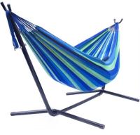 China 260KGS Weight Capacity Double Cotton Hammock With Space Saving Steel Stand for 2 Person for sale