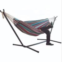 China 260KGS Weight Capacity Double Cotton Hammock With Space Saving Steel Stand for 2 Person for sale