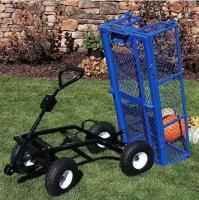 China 880 Lbs Capacity Mesh Steel Garden Cart Folding Utility Wagon for Outdoor Events Blue for sale