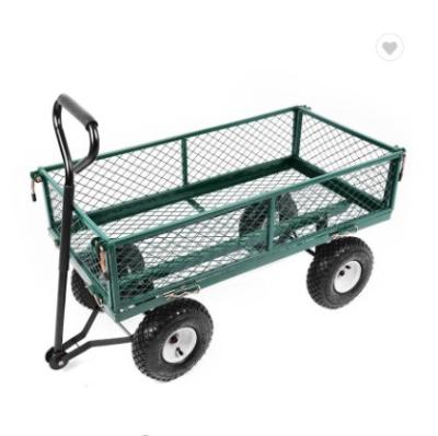 China Portable Iron Garden Trolley Wagon Cart for Heavy Duty Yard Tasks Sturdy and Durable for sale