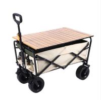 China 15kg Capacity Steel Frame Pneumatic Wheel Outdoor Camping Folding Cart With Table for sale