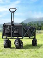 China 86*46*85 Dimension Steel Frame Outdoor Camping Folding Cart with Table and Four-Wheel for sale