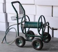 China Qingdao Port Heavy Duty Water Garden Hose Reel Cart with Basket Easy to and Durable for sale