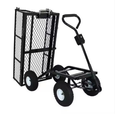 China 500LBS Iron Heavy Duty Folding Cleaning Garden Wagon Cart for High Durability for sale