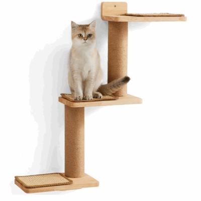 China Cat Scratching Post Wall Mounted Transformable Cat Wall Shelves Wooden Cat Scratching Post for sale