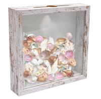 China Best Selling Rustic White 8x8 Wood Display Case Shadow Box Frame Bulk Wholesale With Hd Glass for sale