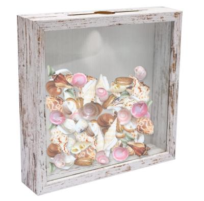 China Best Selling Rustic White 8x8 Wood Display Case Shadow Box Frame Bulk Wholesale With Hd Glass for sale