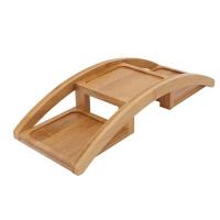 China Outdoor 2 Tiers Bamboo Arch Bridge Design Flower Pot Shelf Succulent Cactus Plant Pot Wood Desktop Plant Stand for sale