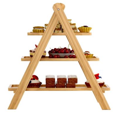 China 3 Tier Shabby Chic Solid Wood Versatile Tiered Tray Stand for Food Dessert Displays Weddings Events and Home Decor for sale