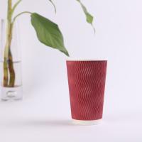 China 20oz 600ml Eco-friendly Customized Ripple Paper Cups , Recycled Disposable Drinking Cups for sale