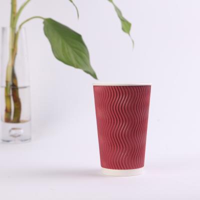 China 20oz 600ml Eco-friendly Customized Ripple Paper Cups , Recycled Disposable Drinking Cups for sale