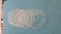 China Flat Round Transprent Cold Drinking Paper Cups Lids with Center Hole 80mm / 90mm for sale