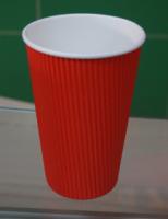 China Red PE Coated Paper Ripple Paper Cups Insulated Coffee Cups With Lids 500ml for sale