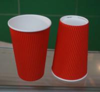 China Red PE Coated Paper Ripple Paper Cups Insulated Coffee Cups With Lids 500ml for sale