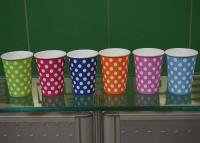 China Wave Point 7.5oz Single Wall Paper Cups for Drink , Red Green Light Blue for sale